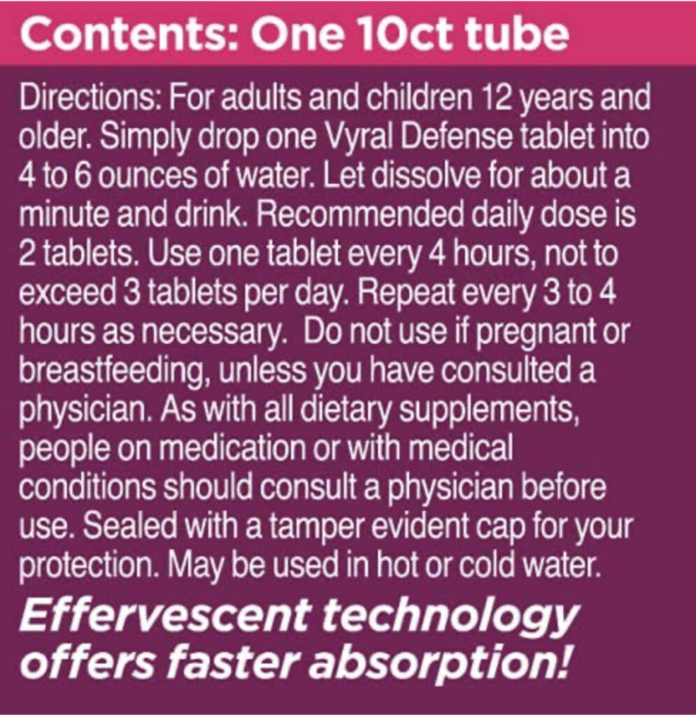 Vyral Defense Elderberry Blast Effervescent Tablets Advanced Immune ...